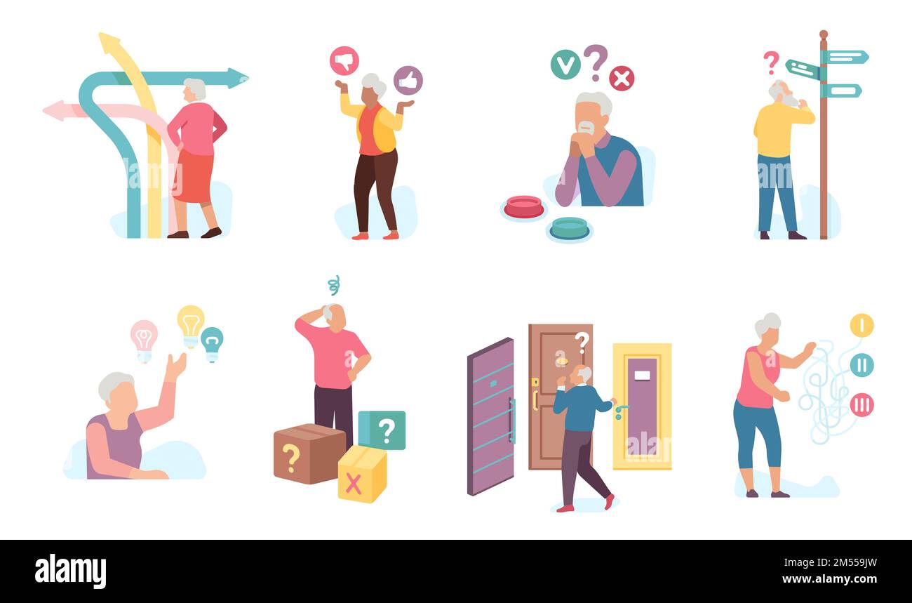 Old woman thinking Stock Vector Images - Alamy