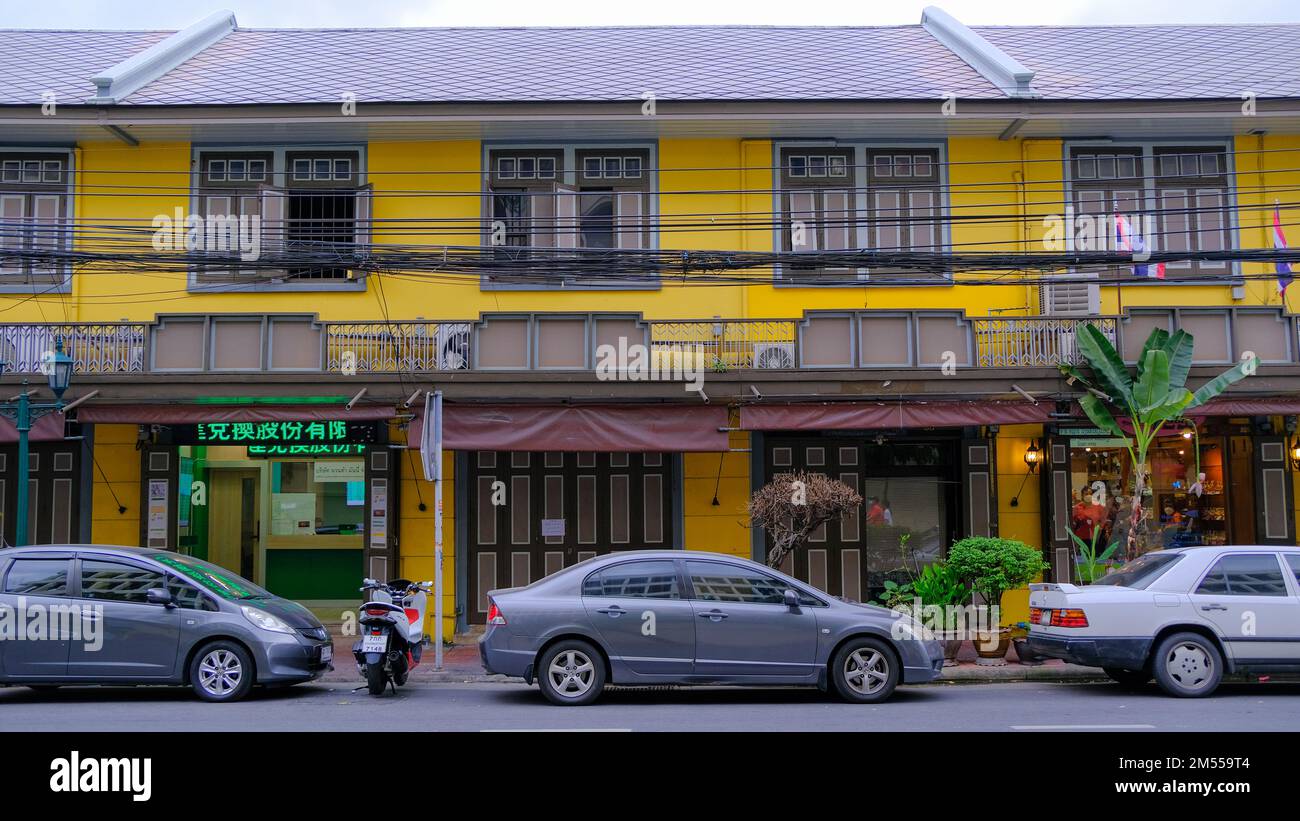 Colonial-style building along Phra Athit Road in Bangkok Old Town Stock ...