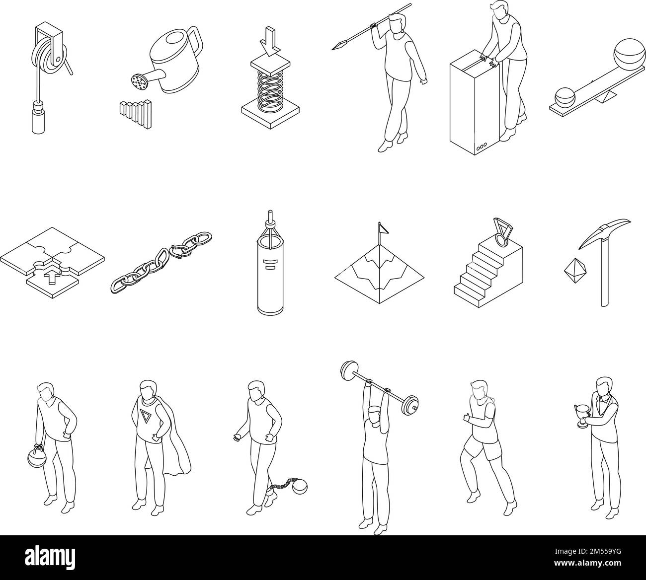 Effort icons set. Isometric set of effort vector icons for web design ...