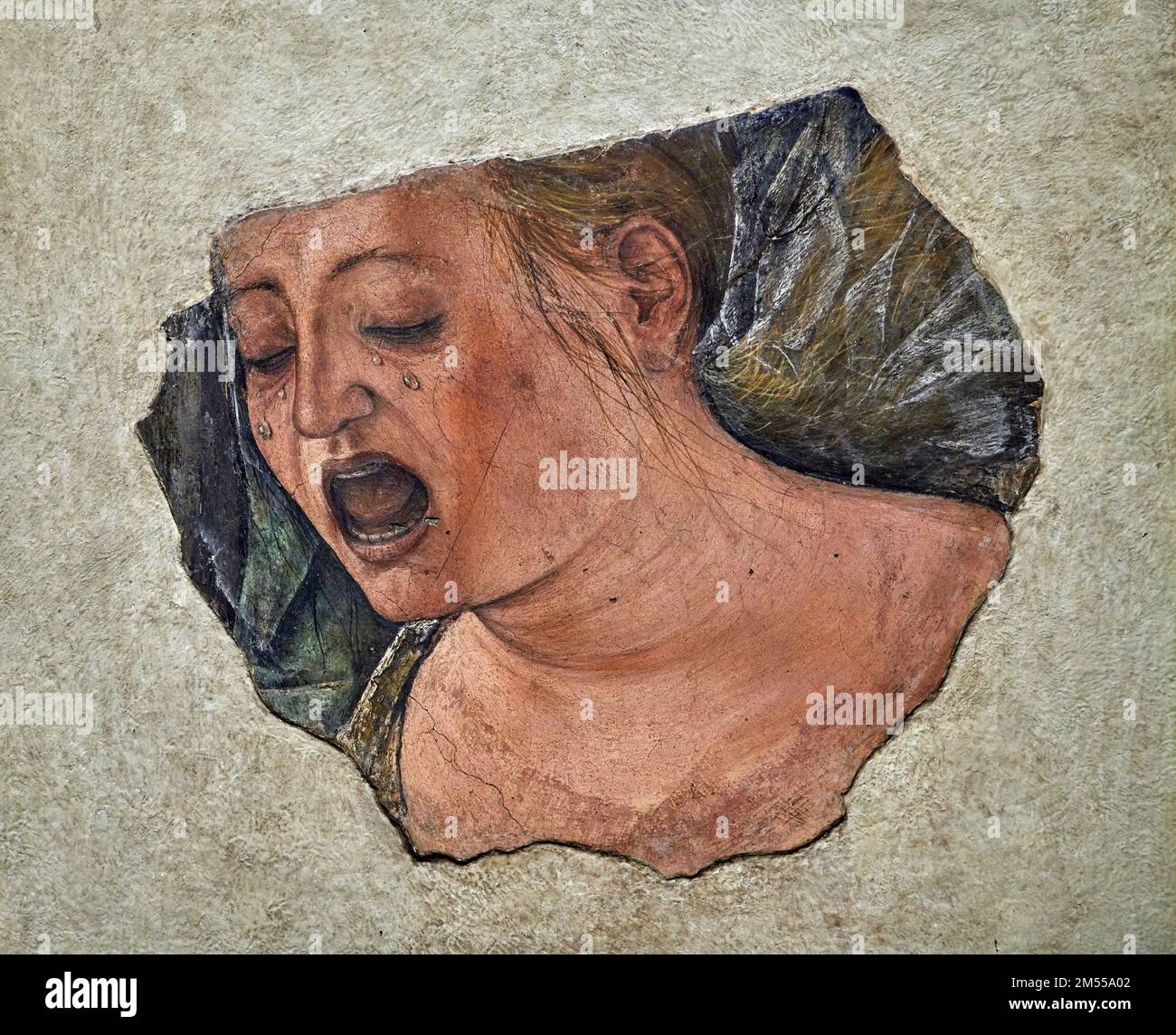 Volto di Maria Maddalena piangente - affresco staccato - Ercole dè ...