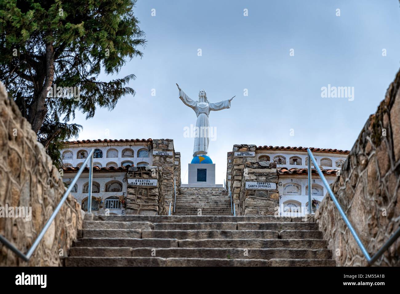 Yungay, Peru - September 16.2022: Statue of Christ in a cemetery in the ...