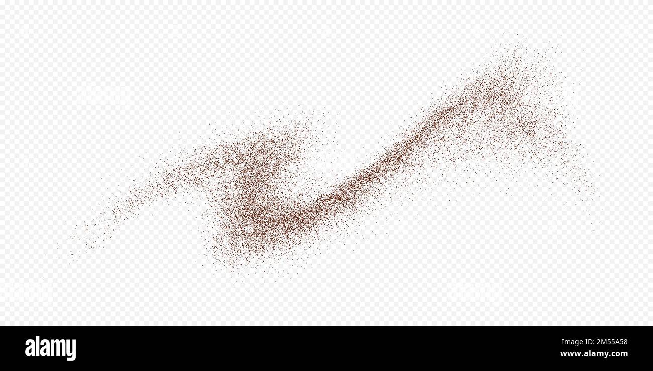 Flying coffee or chocolate powder, dust particles in motion, ground ...