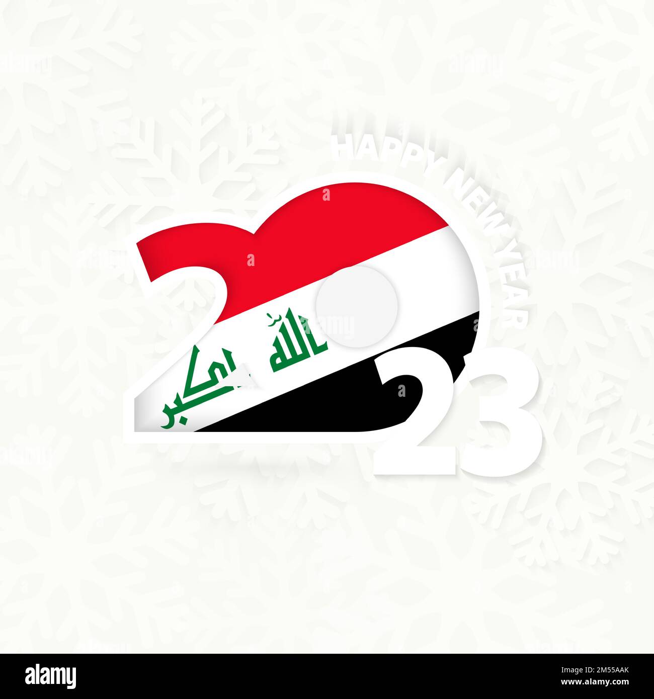 New Year 2023 for Iraq on snowflake background. Greeting Iraq with new ...