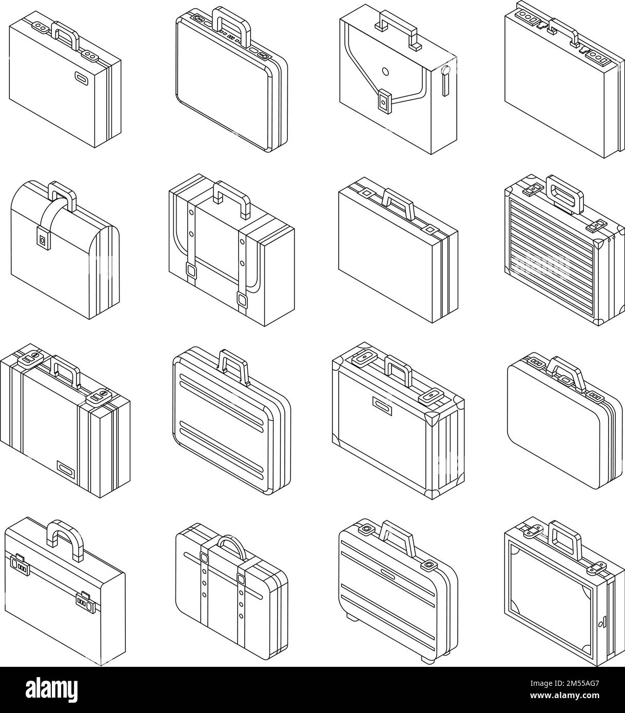 Briefcase icons set. Isometric set of briefcase vector icons for web ...