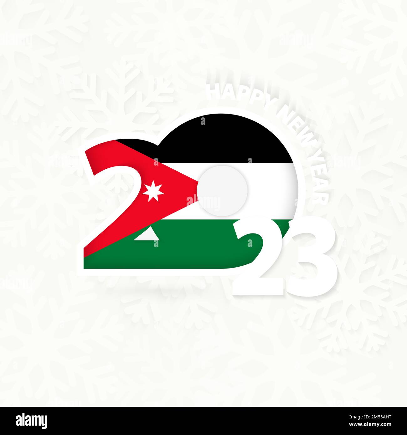 New Year 2023 for Jordan on snowflake background. Greeting Jordan with ...