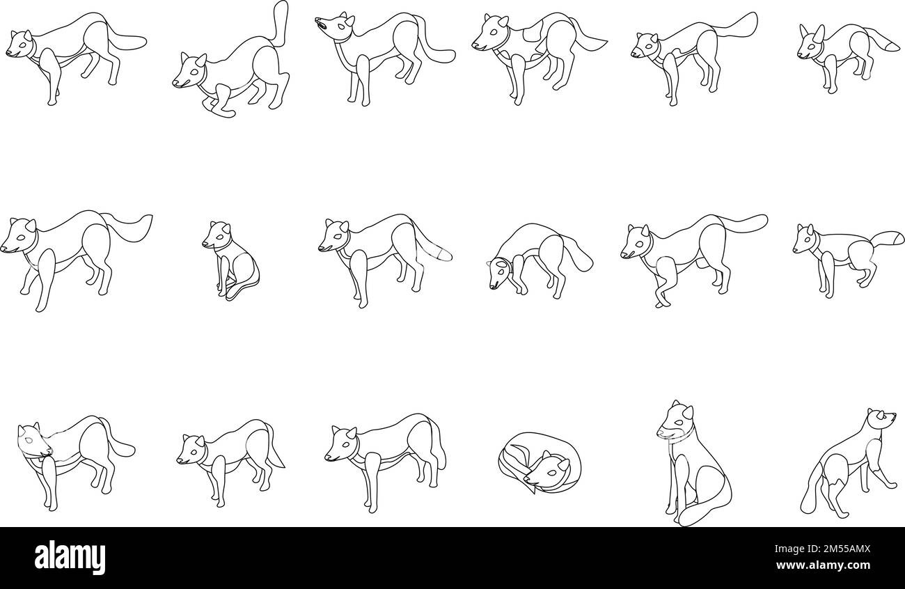 Fox Icons Set Isometric Set Of Fox Vector Icons For Web Design