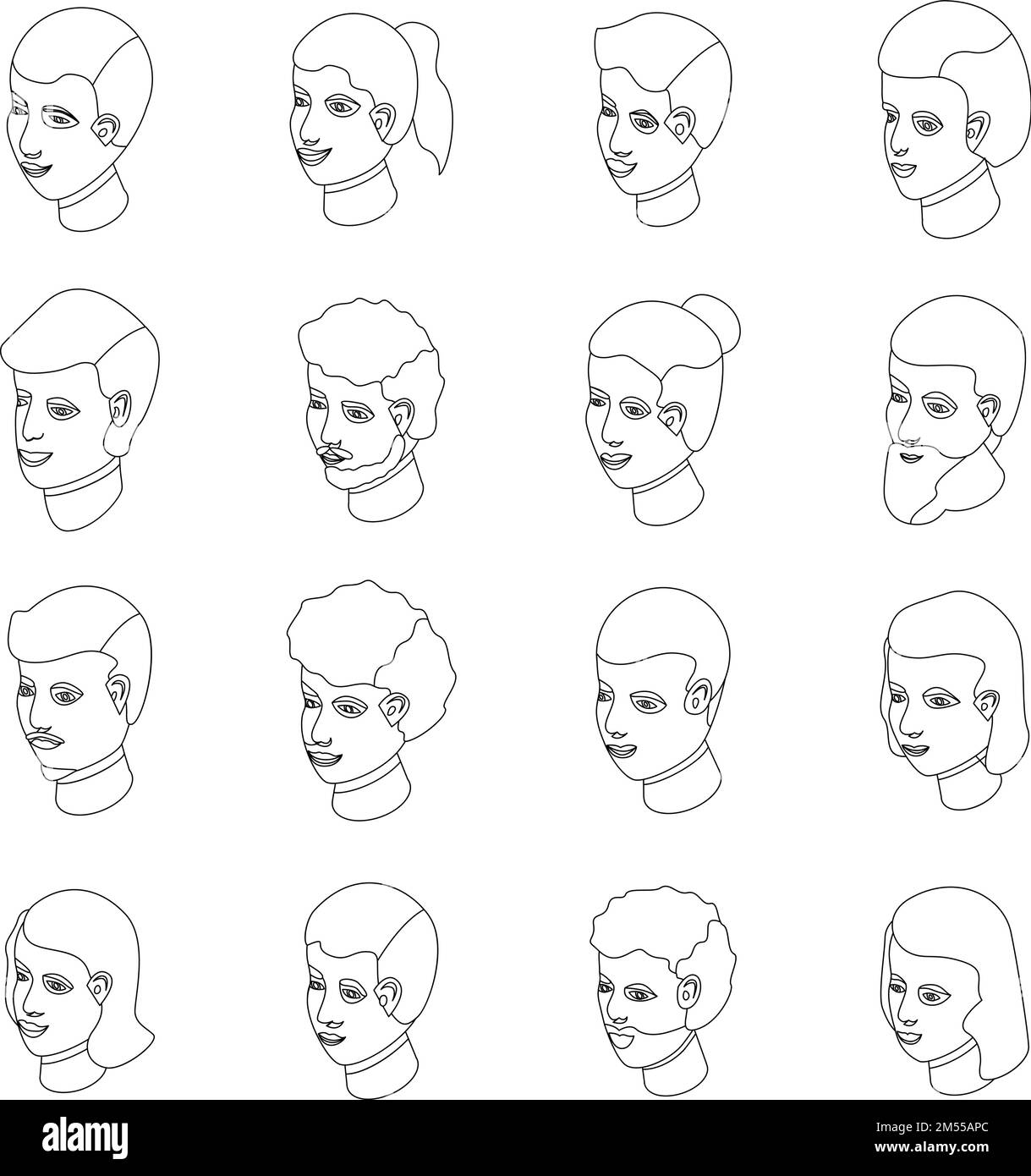 Smiling people icons set. Isometric set of smiling people vector icons ...