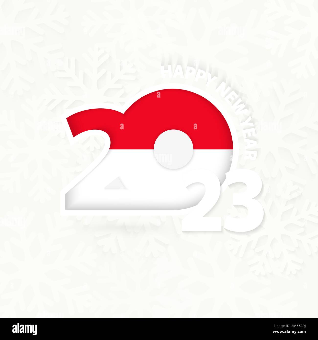 New Year 2023 For Indonesia On Snowflake Background Greeting Indonesia