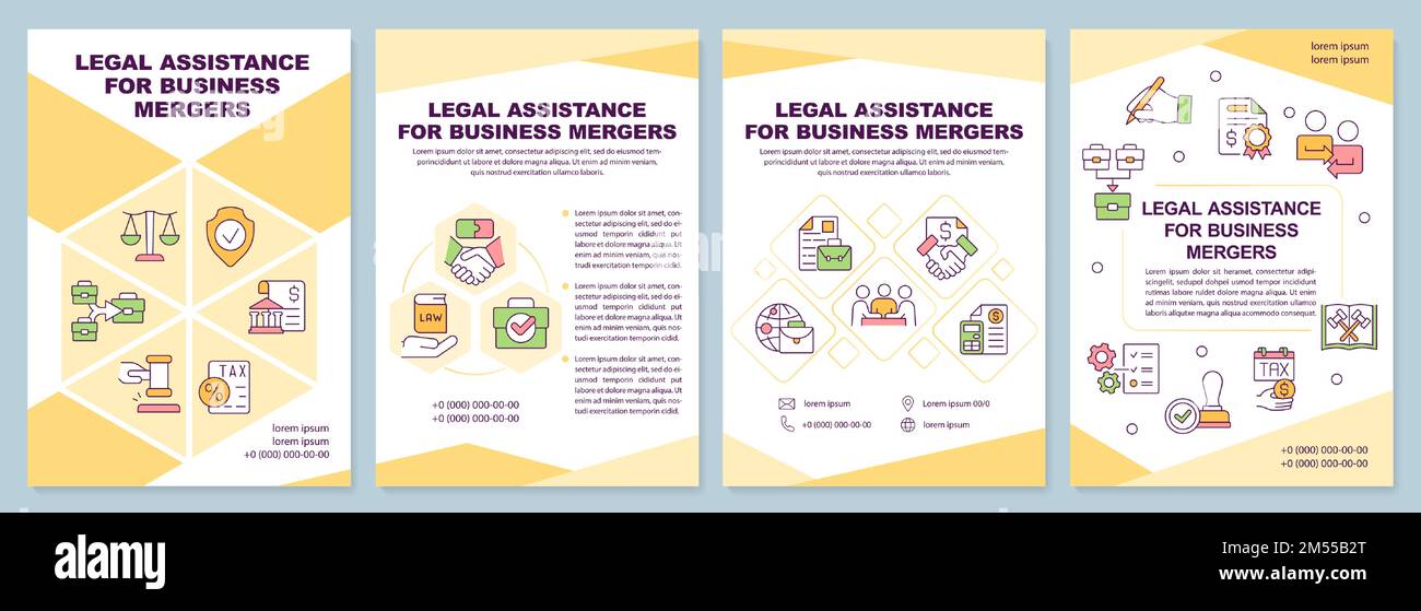 Legal assistance for business mergers orange brochure template Stock ...