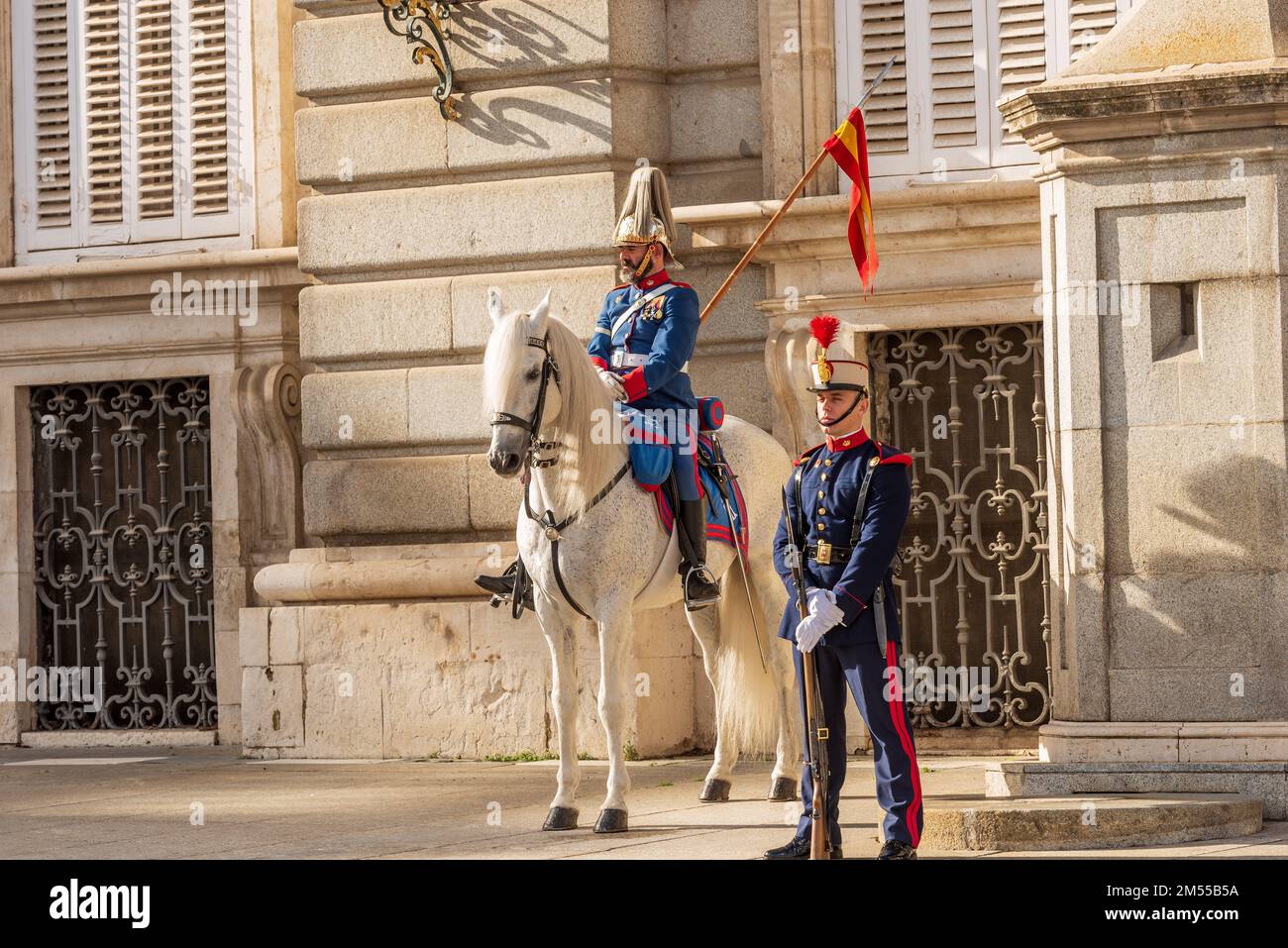 Changing of the Guard in front of the Madrid Royal Palace in Baroque ...