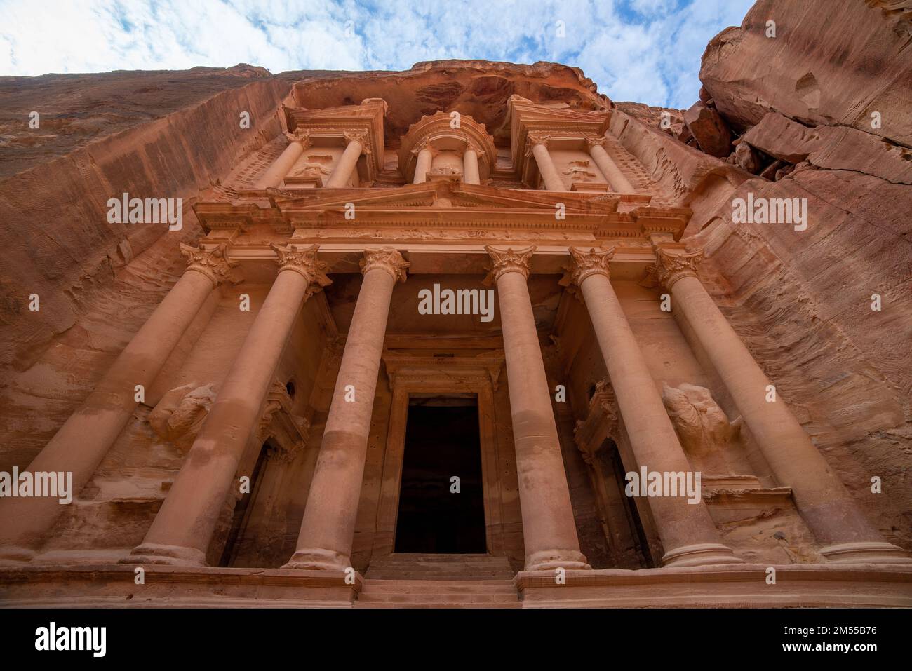 A low-angle view of ancient buildings in Jordan, Petra Stock Photo - Alamy