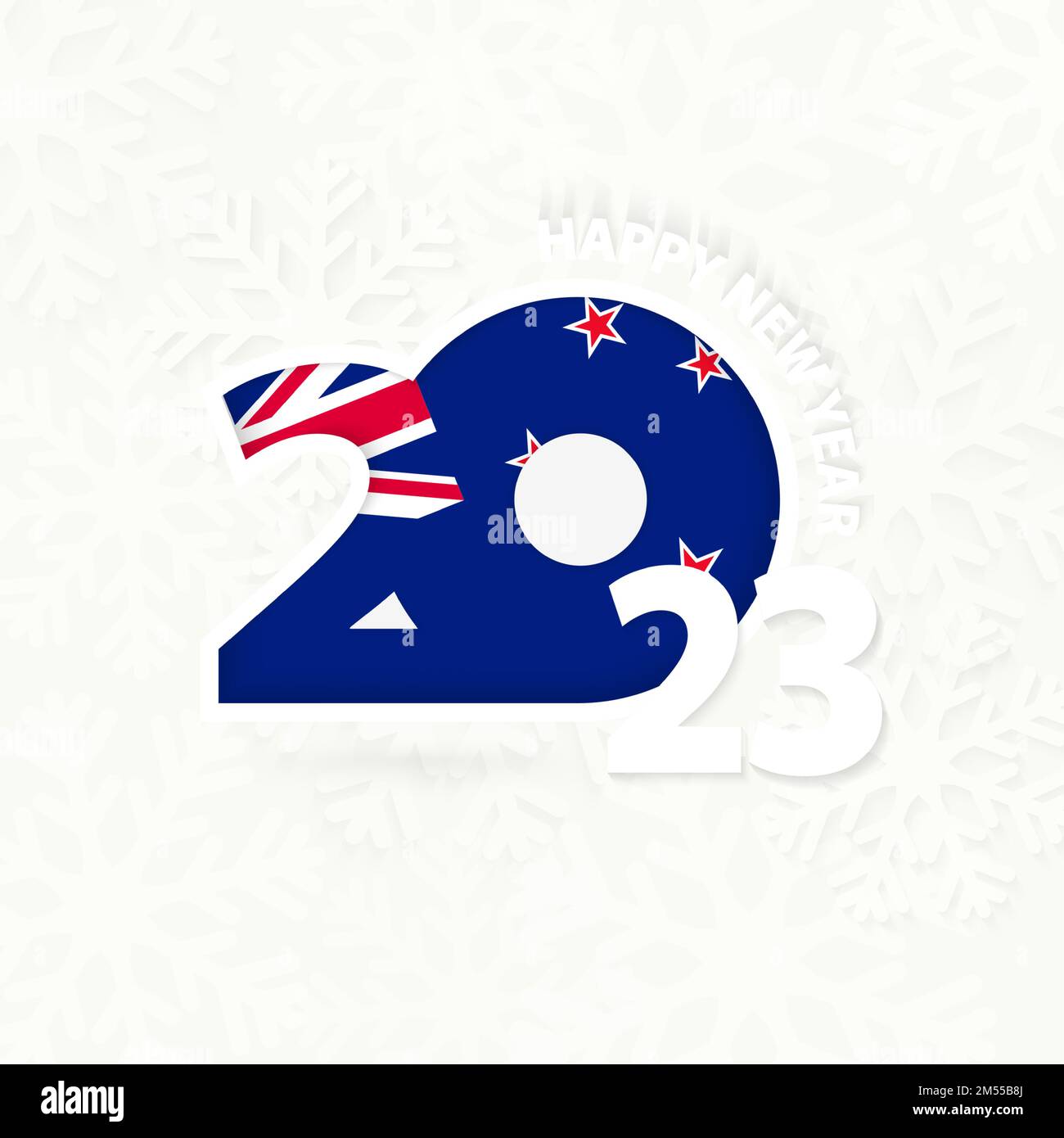 New Year 2023 for New Zealand on snowflake background. Greeting New ...