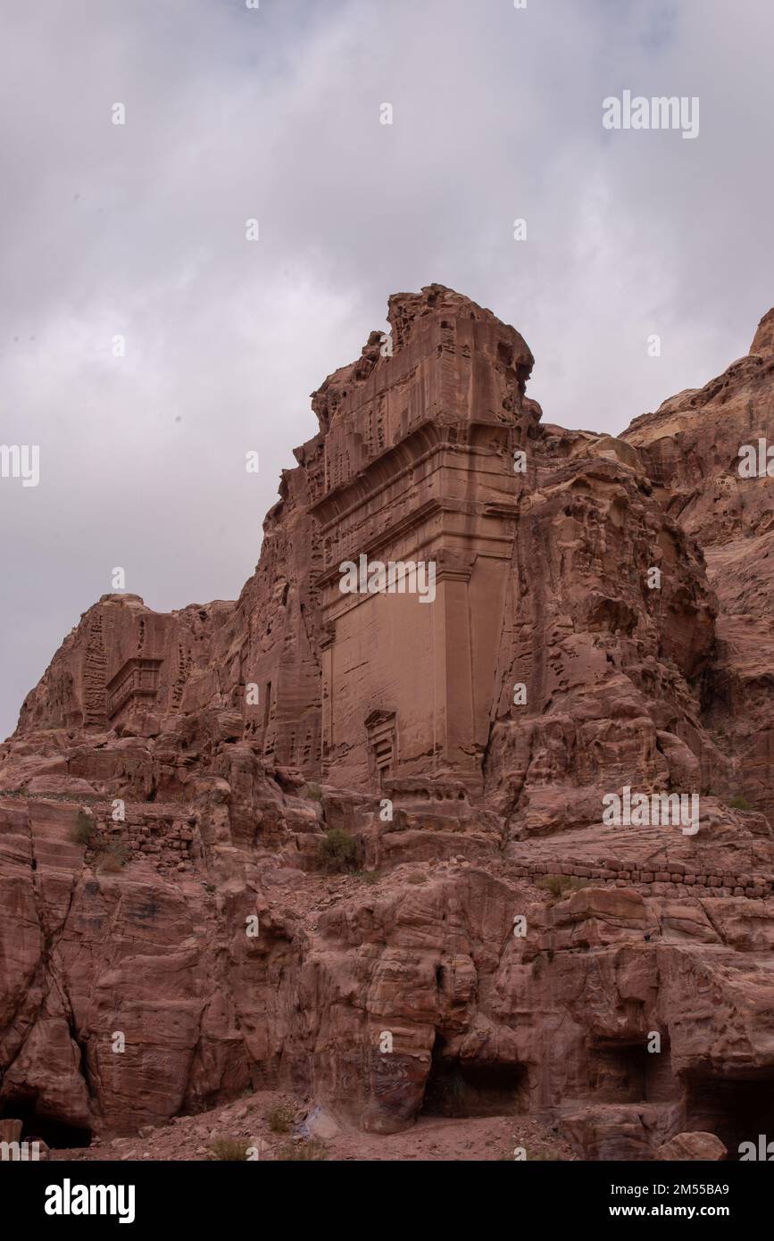 A low-angle view of ancient buildings in Jordan, Petra Stock Photo - Alamy