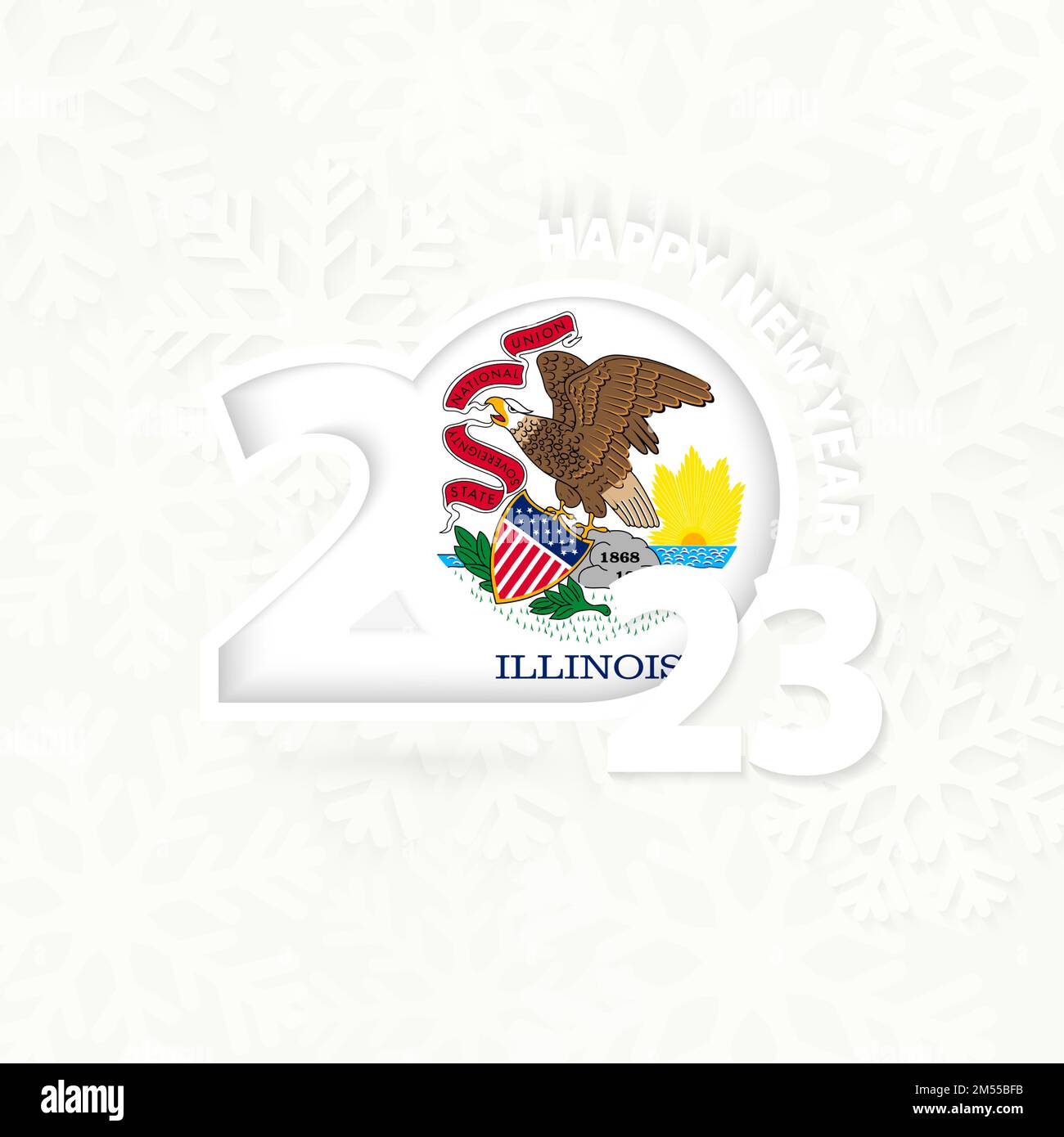 New Year 2023 for Illinois on snowflake background. Greeting Illinois ...