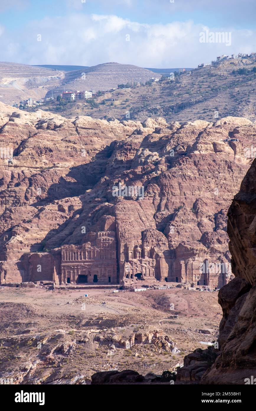 An aerial view of ancient buildings in Petra, Jordan Stock Photo - Alamy