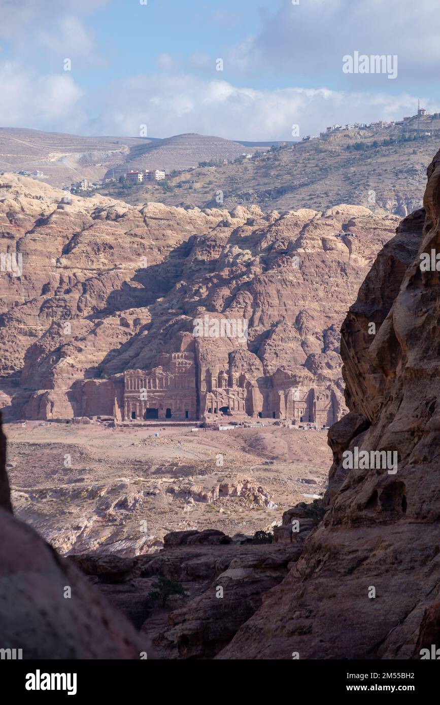 An aerial view of ancient buildings in Petra, Jordan Stock Photo - Alamy