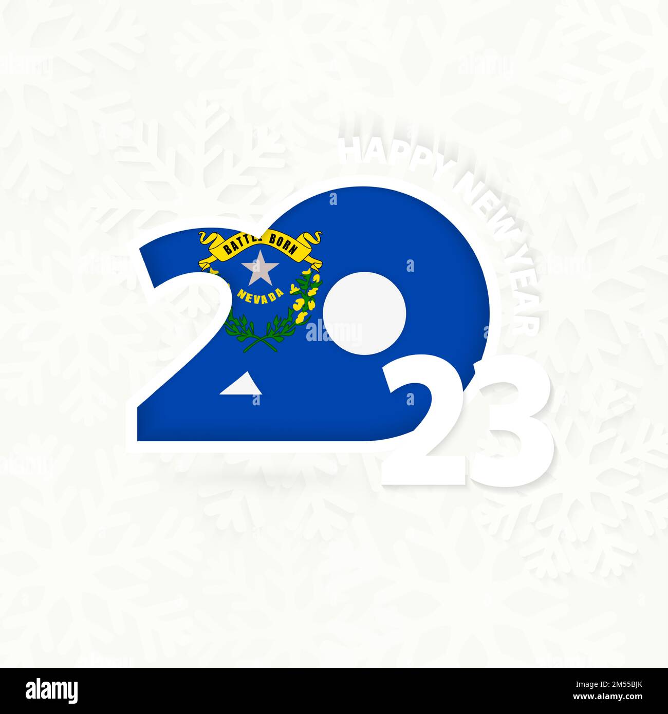 New Year 2023 for Nevada on snowflake background. Greeting Nevada with ...