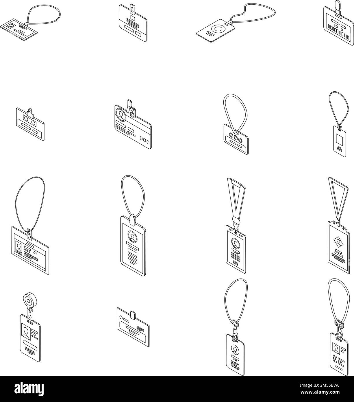 Id Card Icons Set Isometric Set Of Id Card Vector Icons For Web Design