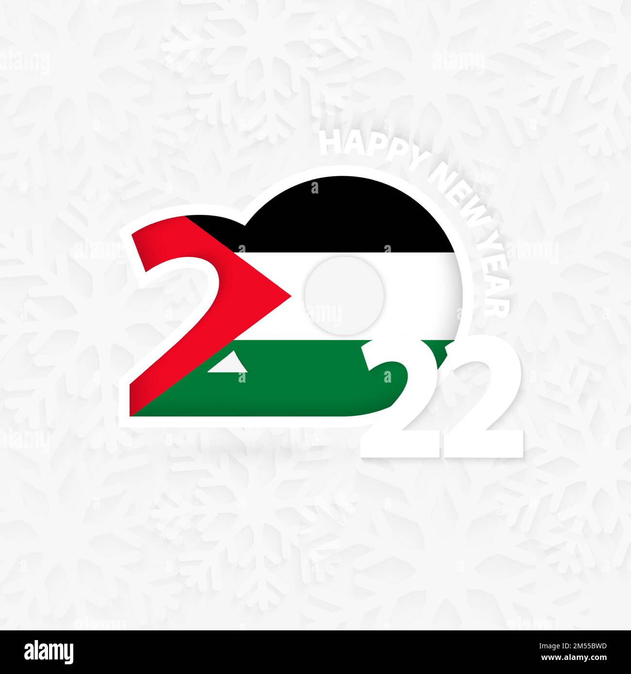 New Year 2023 for Palestine on snowflake background. Greeting Palestine ...