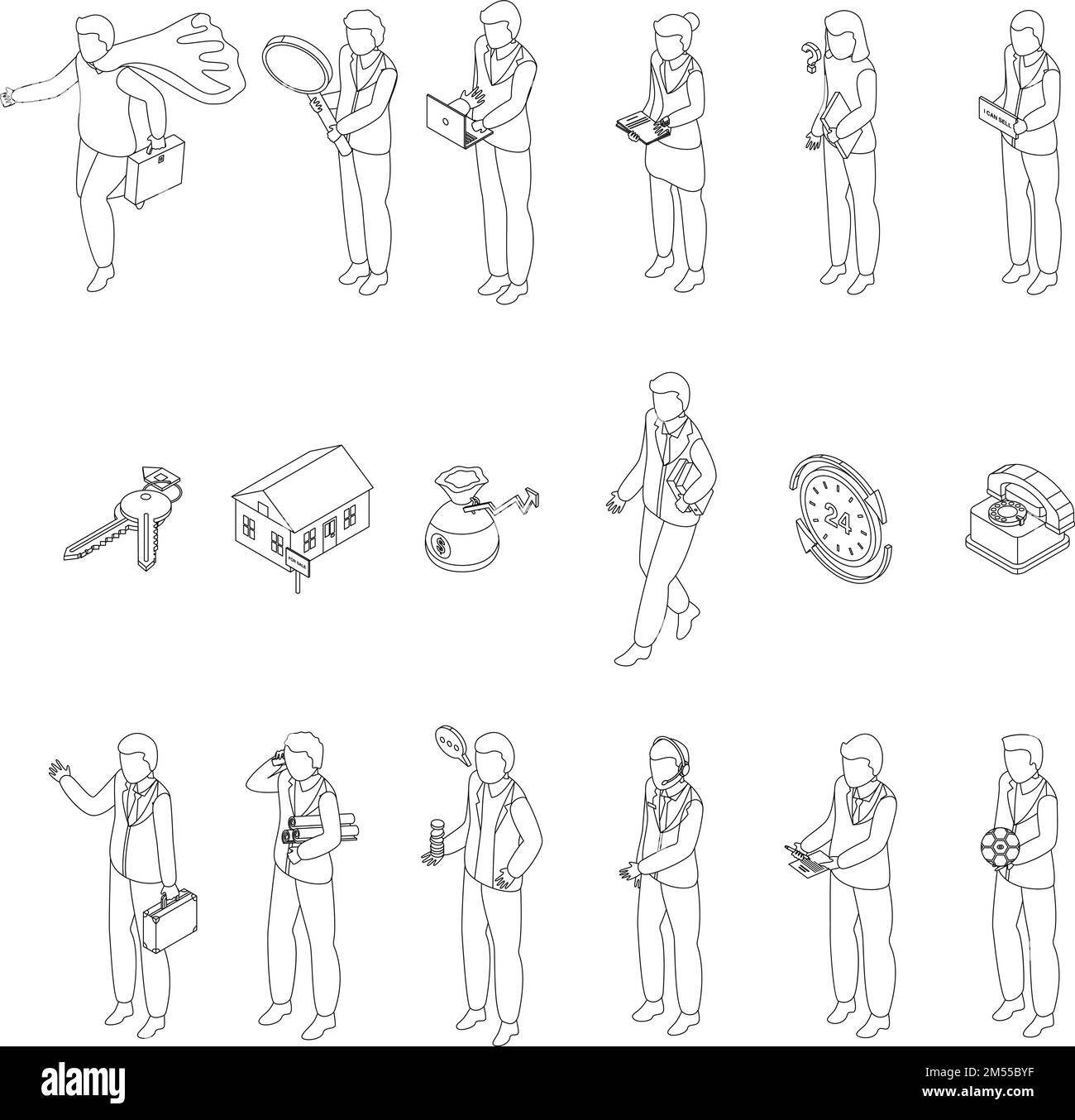 Agent icons set. Isometric set of agent vector icons for web design isolated on white background ...