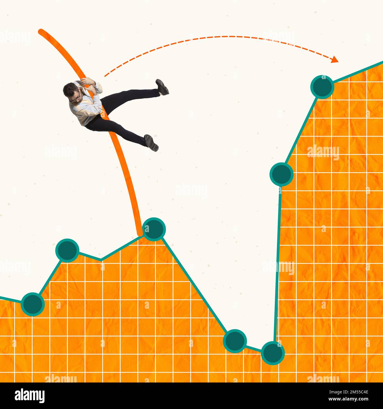 Contemporary art collage. Creative design. Motivated businessman ...