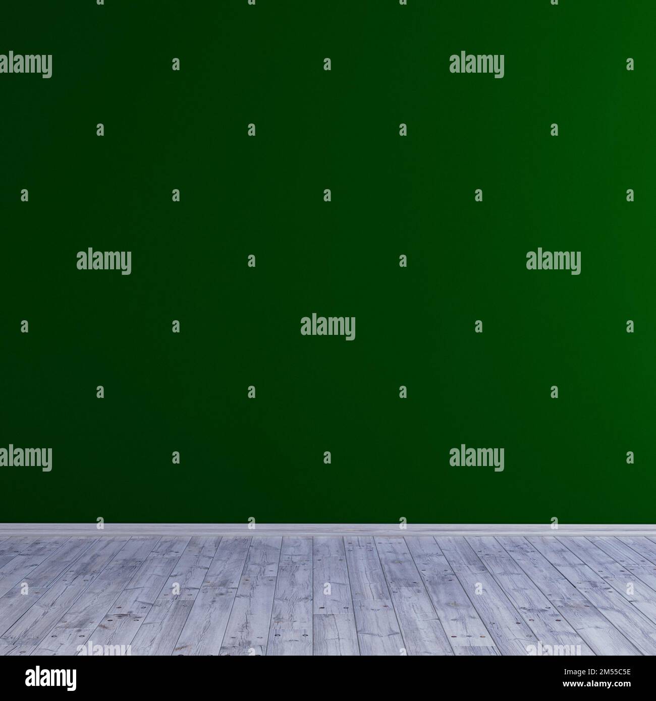 Green empty wall with wooden floor 3d rendering illustration backdrop ...