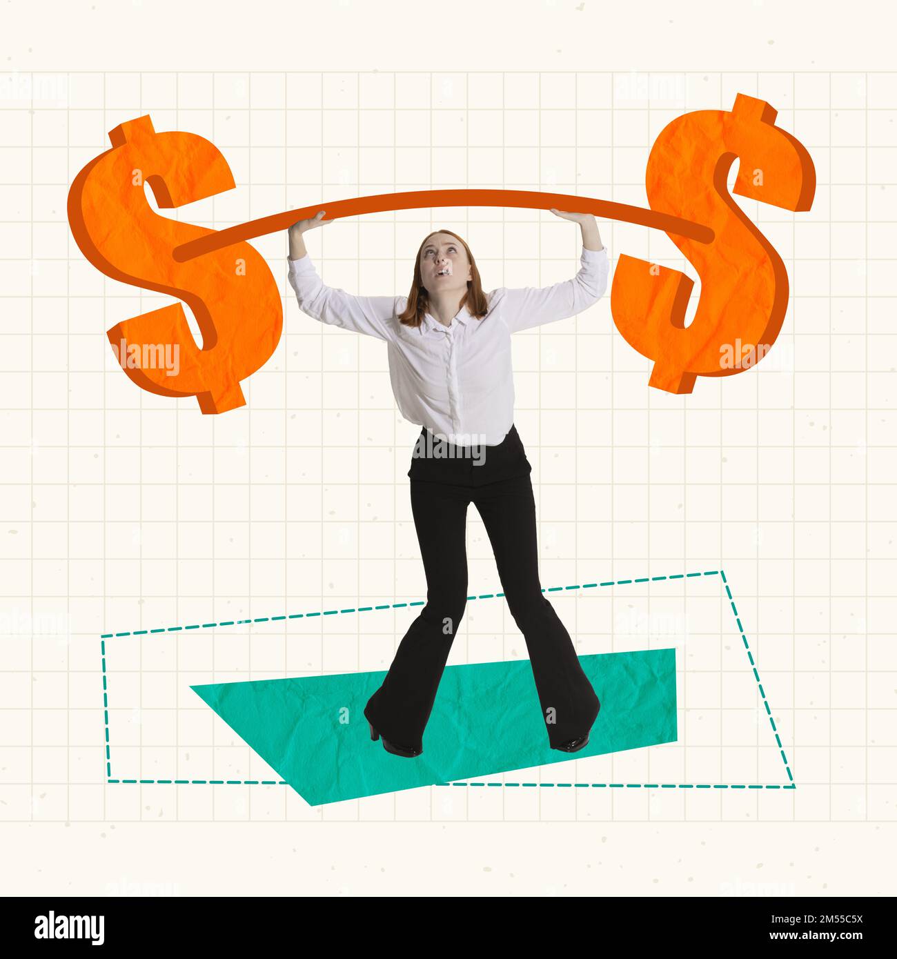 Contemporary art collage. Creative design. Financial growth. Employee ...