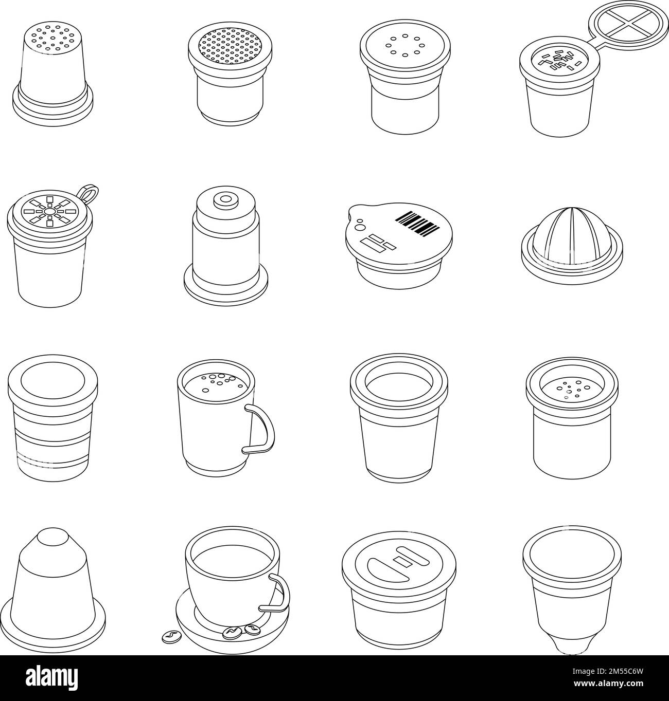 Capsule coffee icons set. Isometric set of capsule coffee vector icons ...