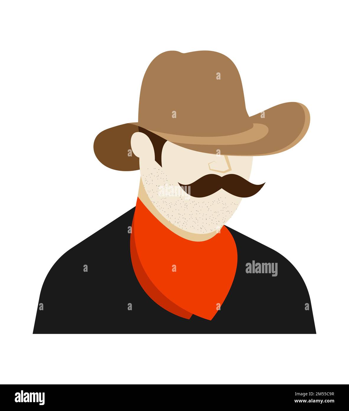 Portrait of cowboy man with thick mustache and wide brimmed hat ...