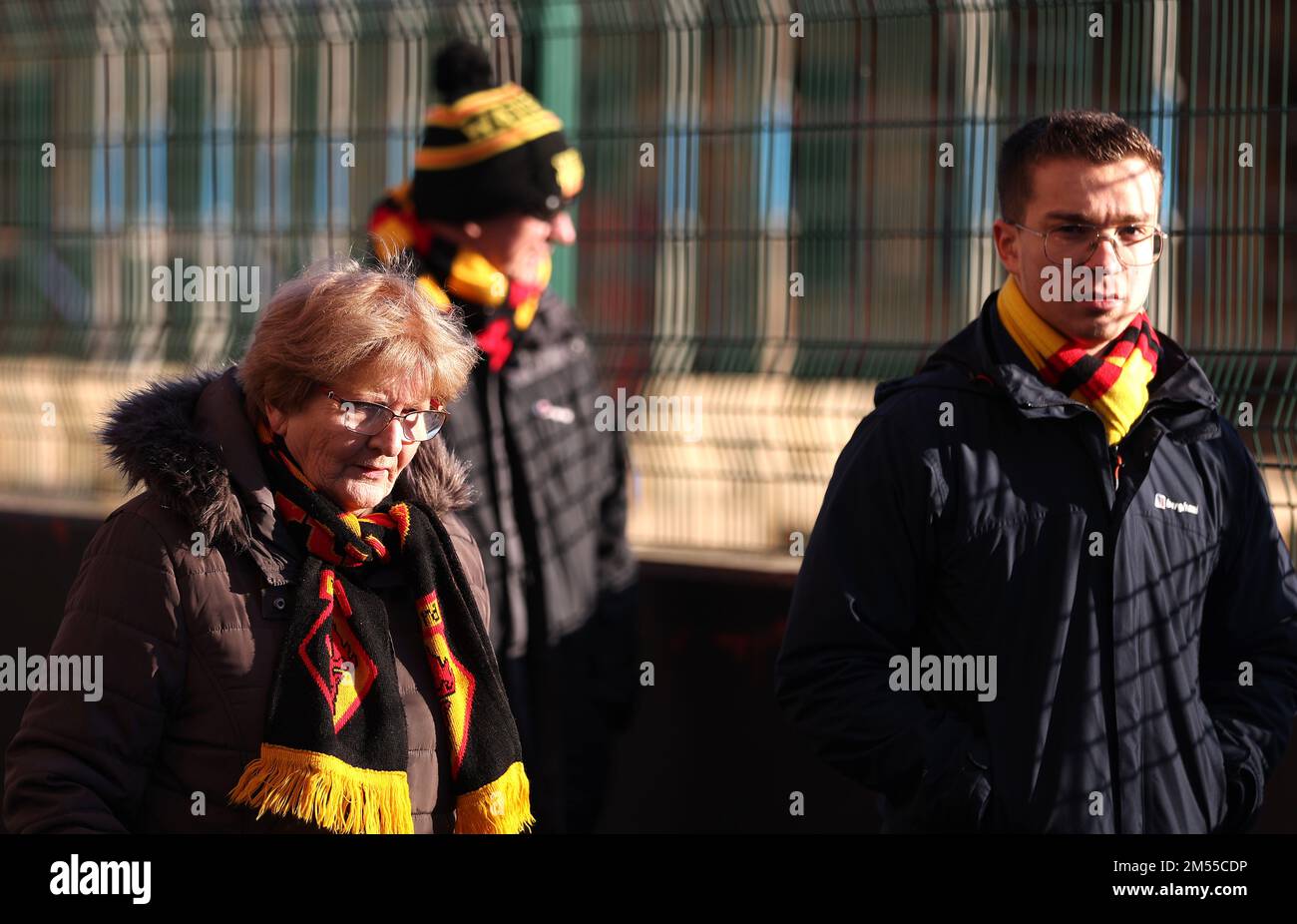 Watford fans make their way to the stadium ahead of the Sky Bet ...