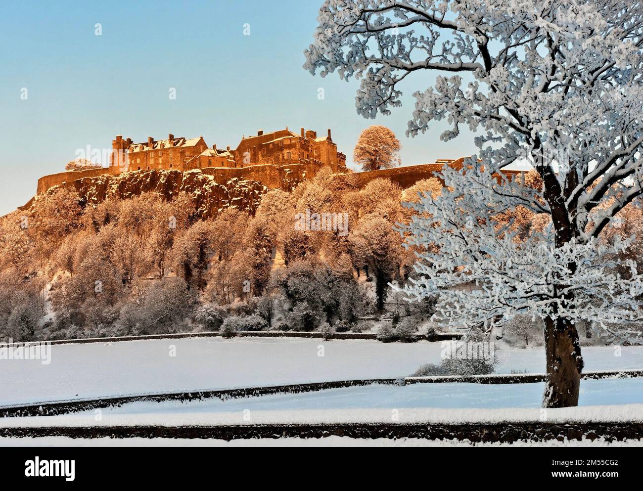 The Stirling Castle on a cold winter day covered in snow from the King ...