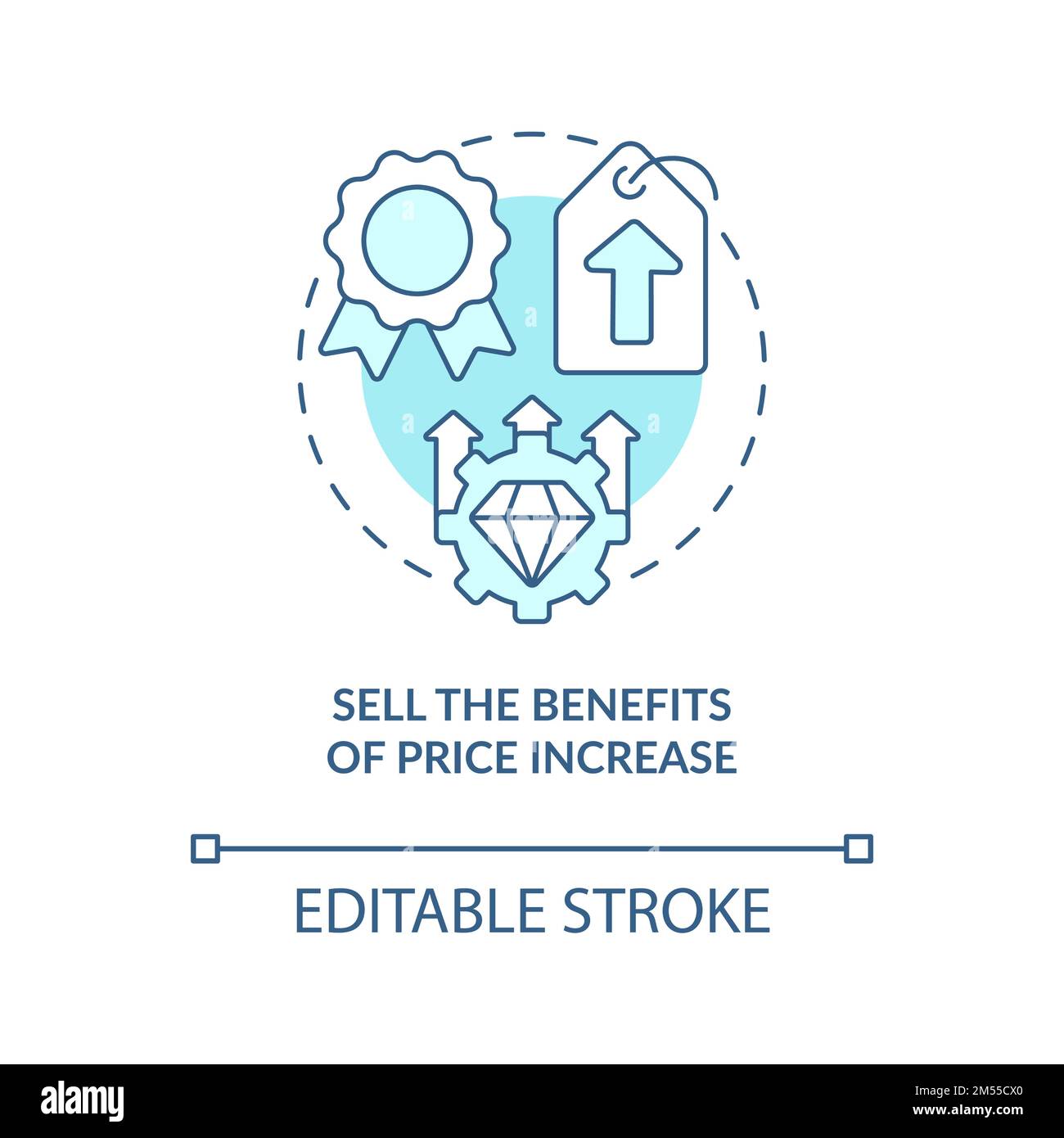 Sell benefits of price increase blue concept icon Stock Vector Image ...