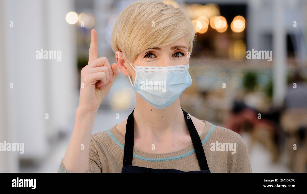 Middle-aged woman portrait lady cafe worker 40s female coffee shop ...