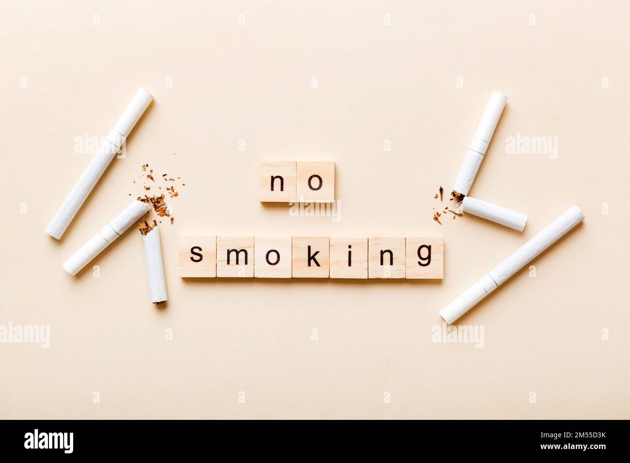 Cigarette And Wooden Blocks, Broken cigarette on table background, No ...