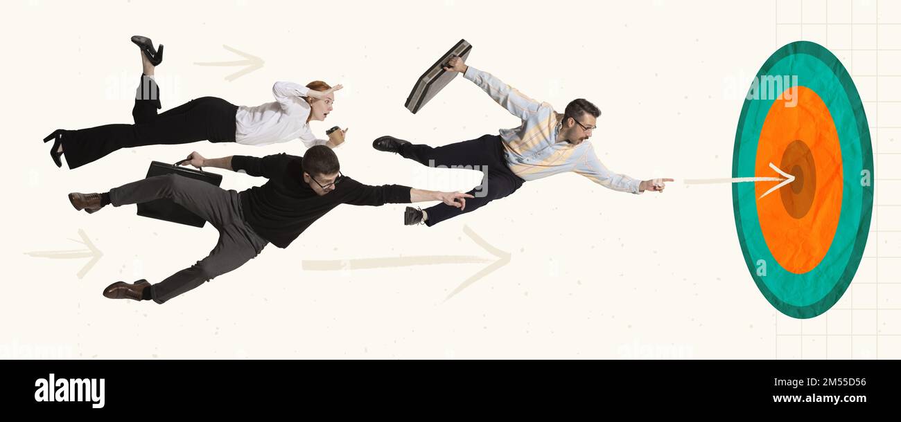 Contemporary art collage. Creative design. Business people, employees ...