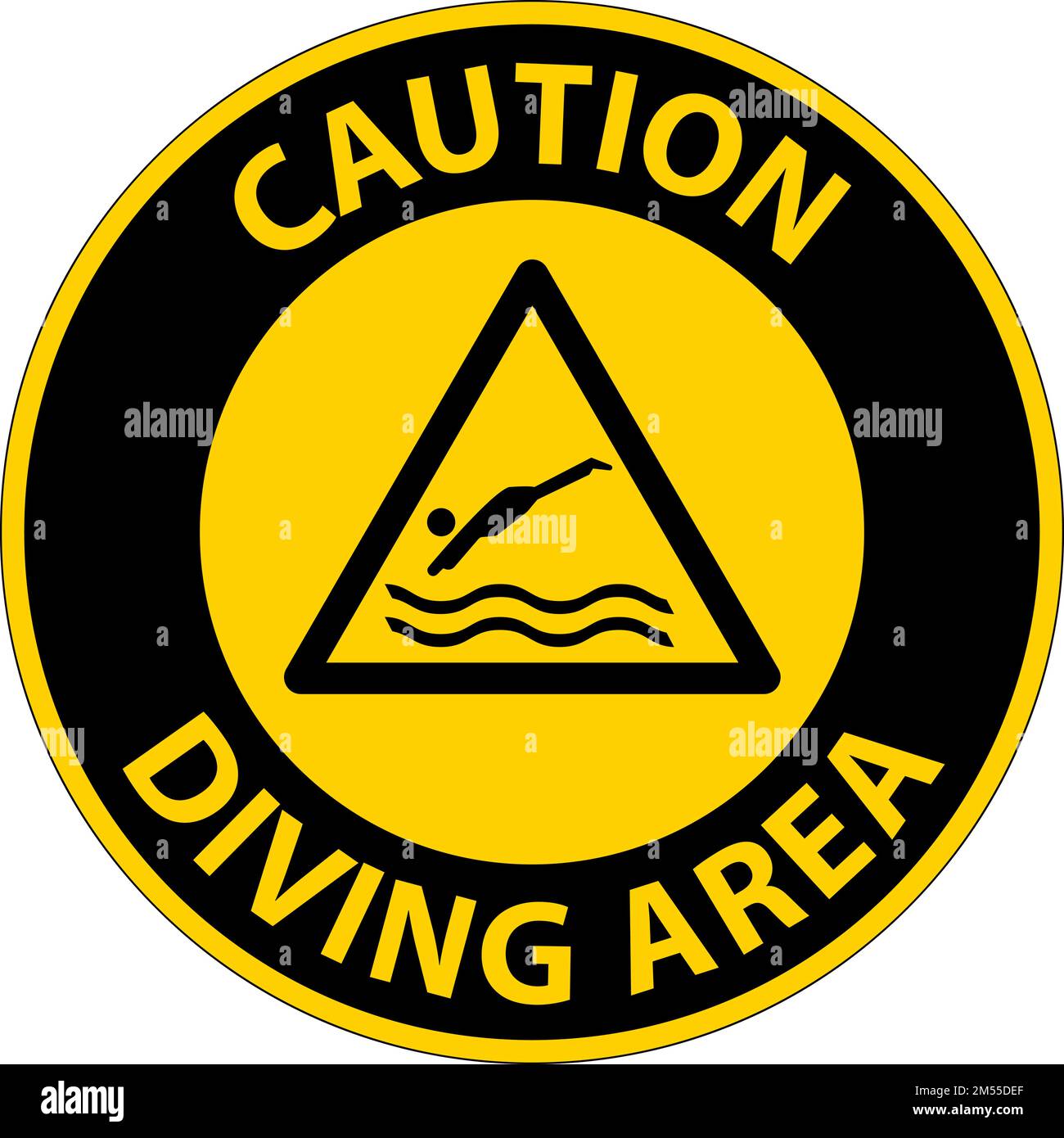 Caution Diving Area Hazard Sign On White Background Stock Vector Image ...