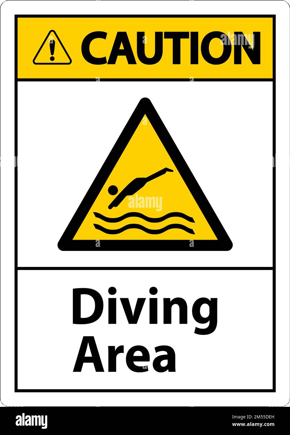 Caution Diving Area Hazard Sign On White Background Stock Vector Image ...