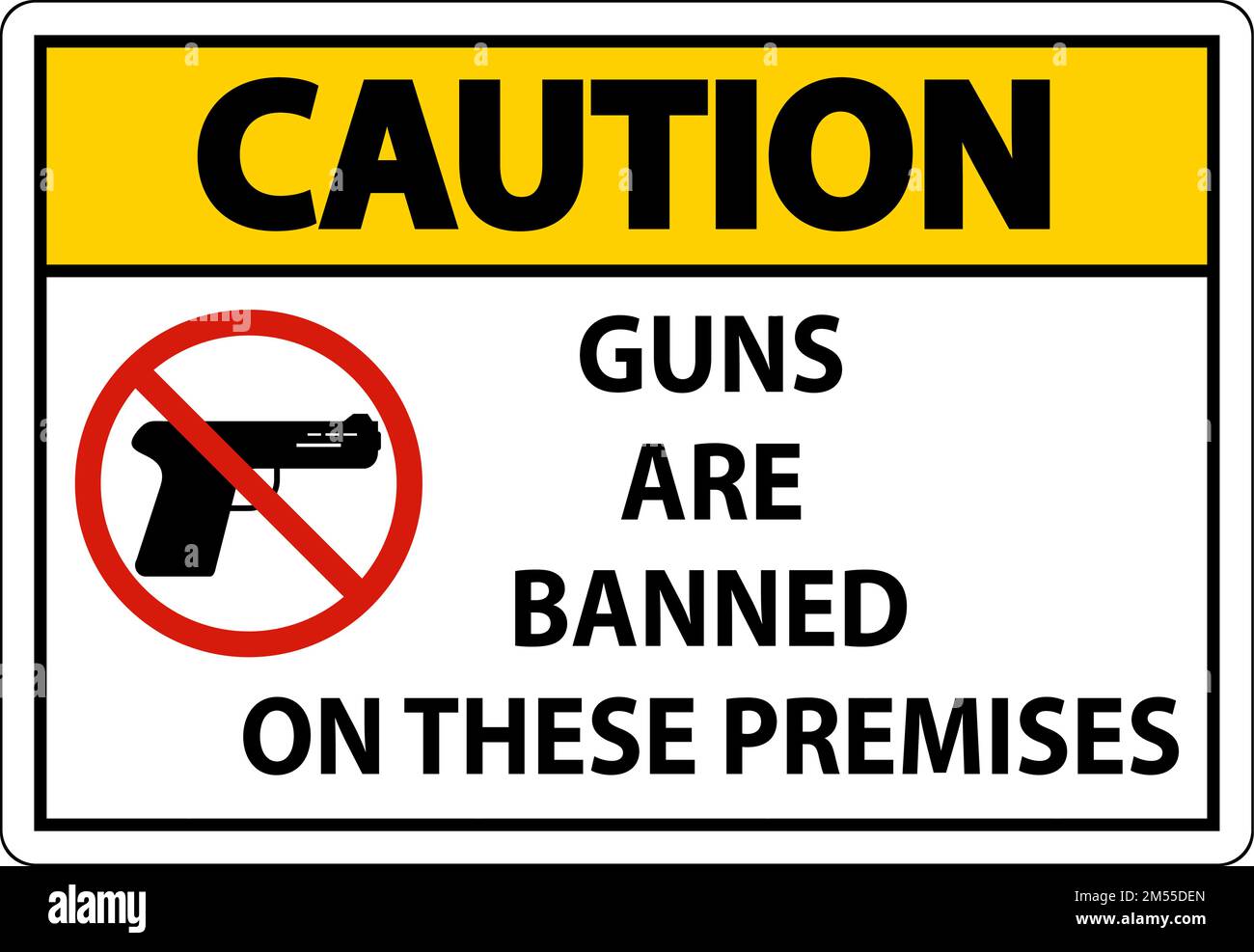 Caution Prohibition sign guns, No guns sign On White Background Stock ...