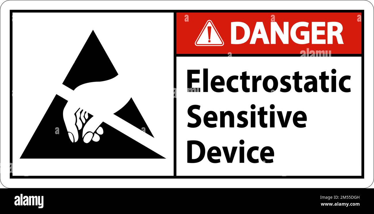 Danger Electrostatic Sensitive Device Sign On White Background Stock ...