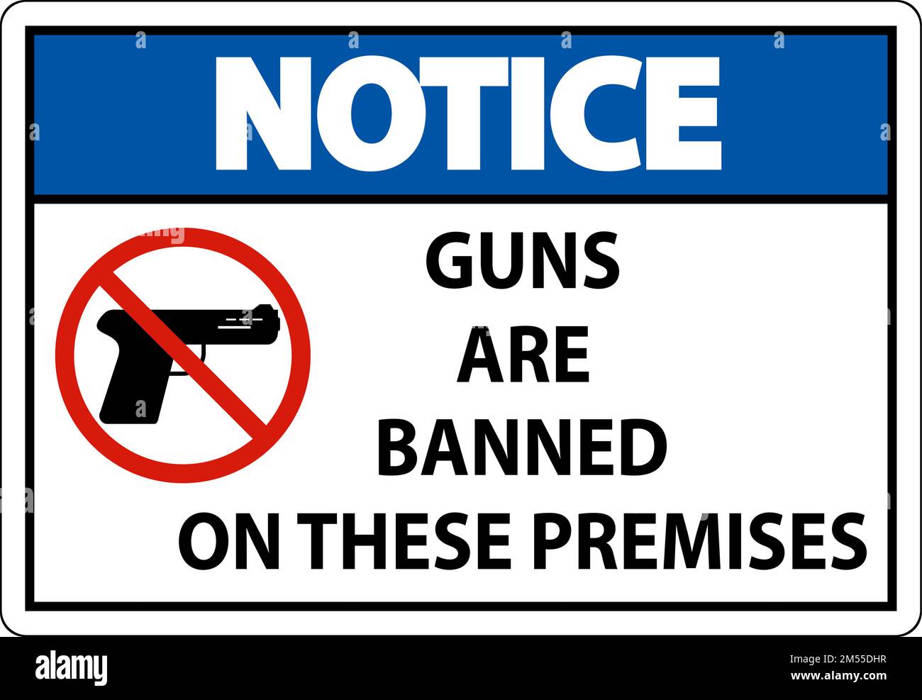 Notice Prohibition sign guns, No guns sign On White Background Stock ...