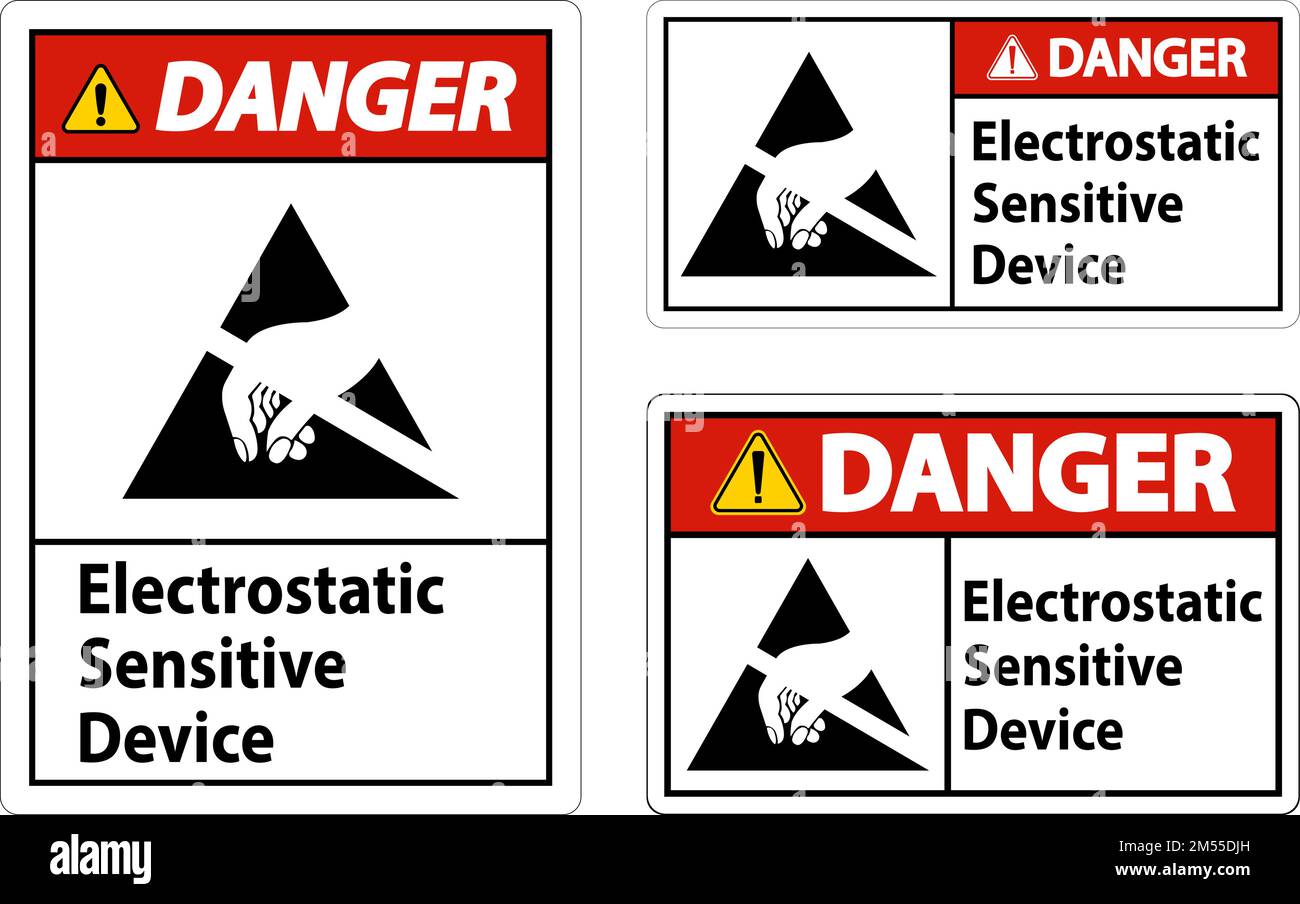 Danger Electrostatic Sensitive Device Sign On White Background Stock ...