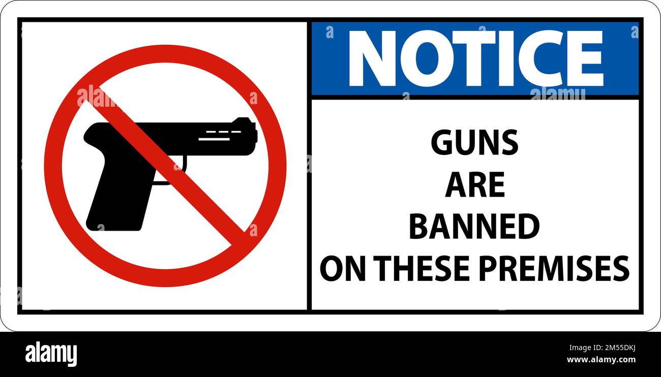 Notice Prohibition sign guns, No guns sign On White Background Stock ...