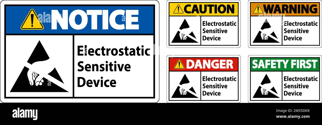 Caution Electrostatic Sensitive Device Sign On White Background Stock ...