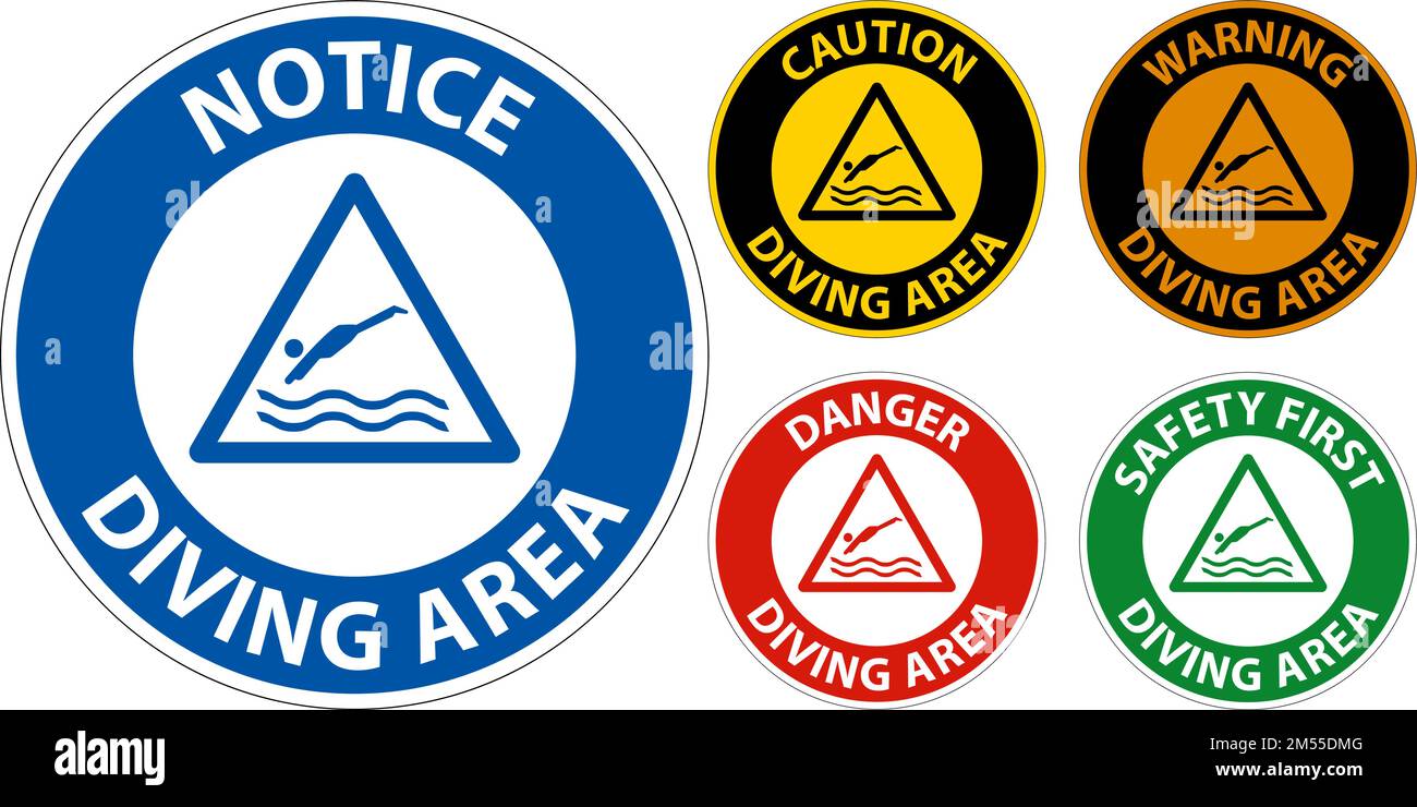 Caution Diving Area Hazard Sign On White Background Stock Vector Image ...