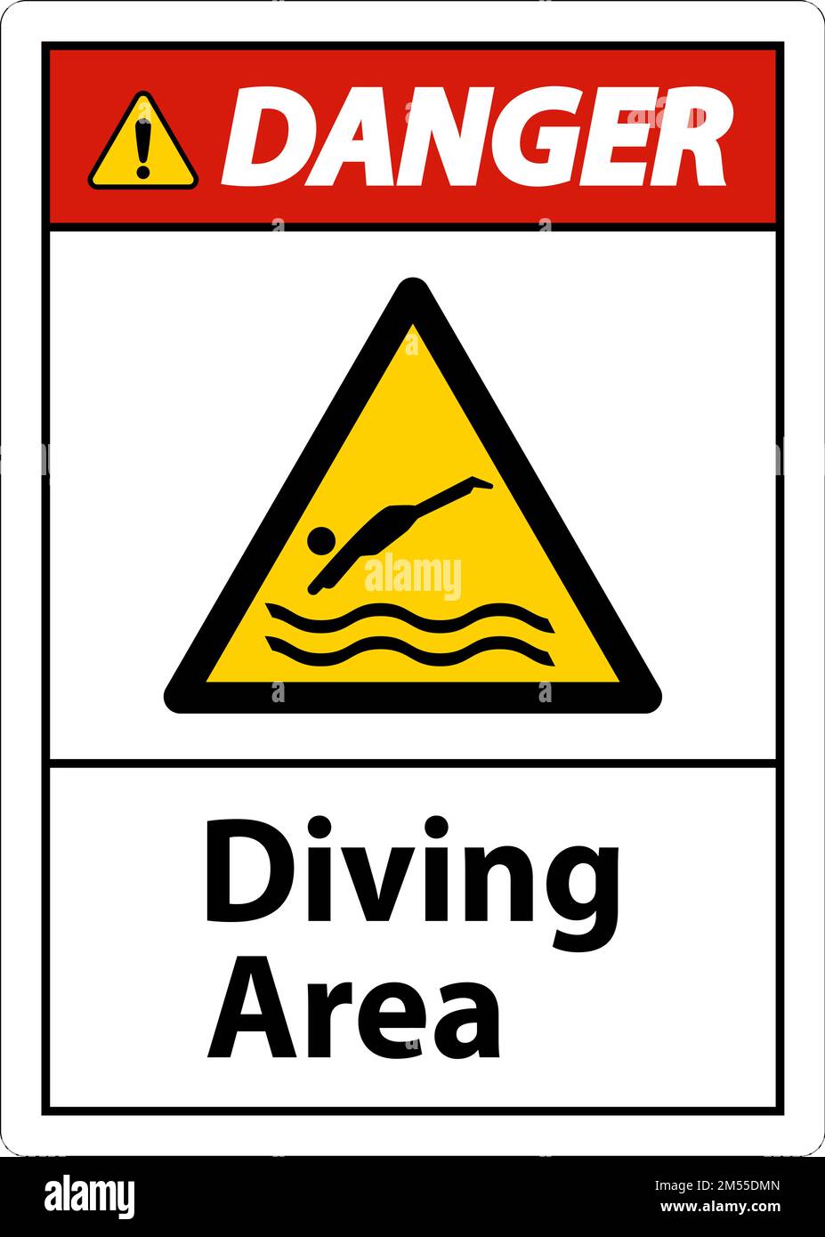 Danger Diving Area Hazard Sign On White Background Stock Vector Image ...