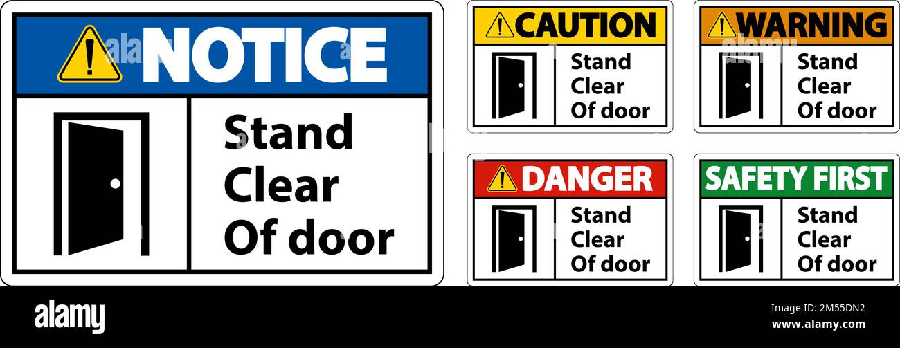 Caution Stand Clear Of Door Symbol Sign On White Background Stock ...
