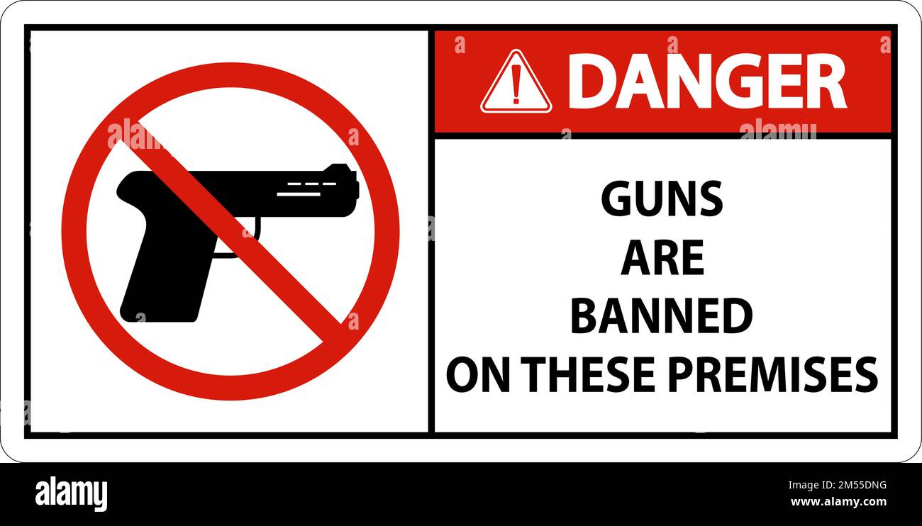 Danger Prohibition sign guns, No guns sign On White Background Stock ...