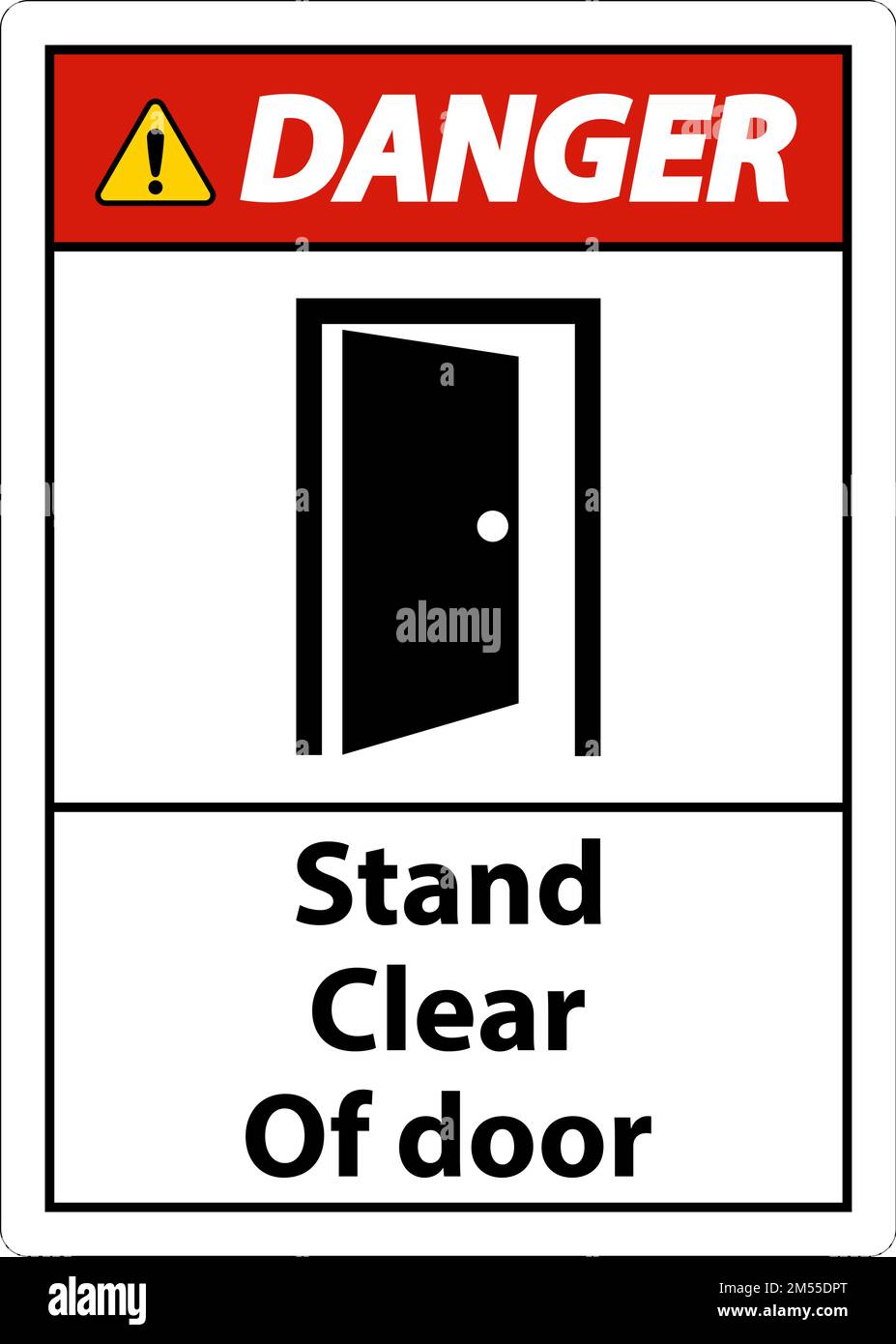 Danger Stand Clear Of Door Symbol Sign On White Background Stock Vector ...