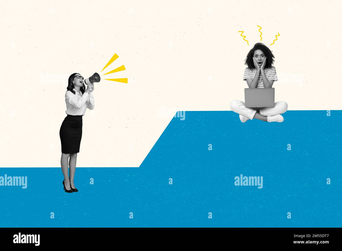 Composite collage photo concept working company businesswoman chief ...