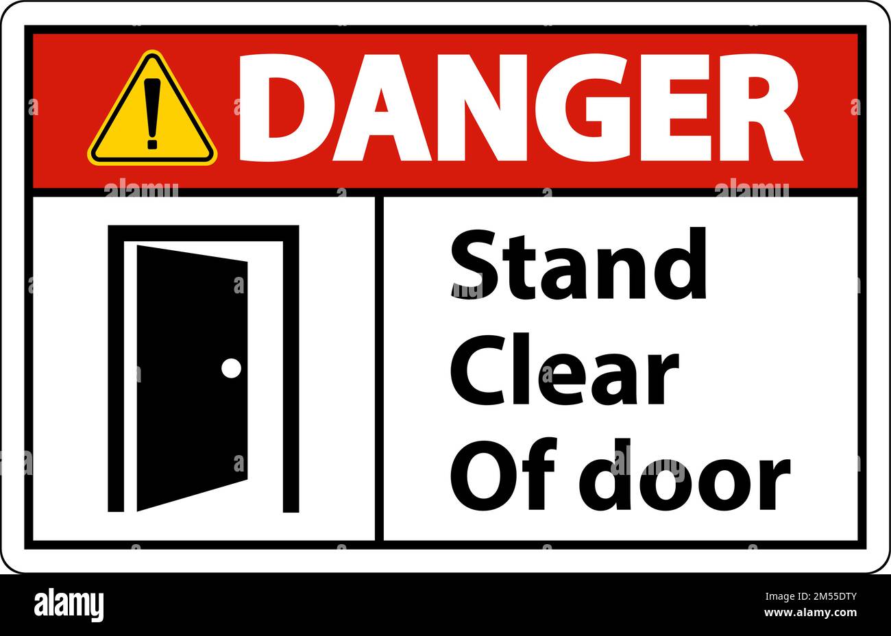 Danger Stand Clear Of Door Symbol Sign On White Background Stock Vector ...